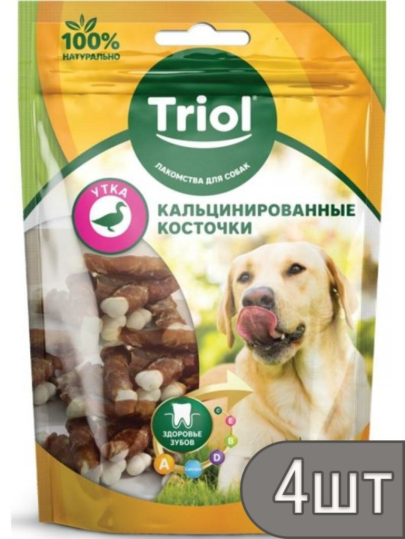 Triol Набор 4 шт Кальцинированные косточки с уткой для собак (PT12) 70г 0.28 кг