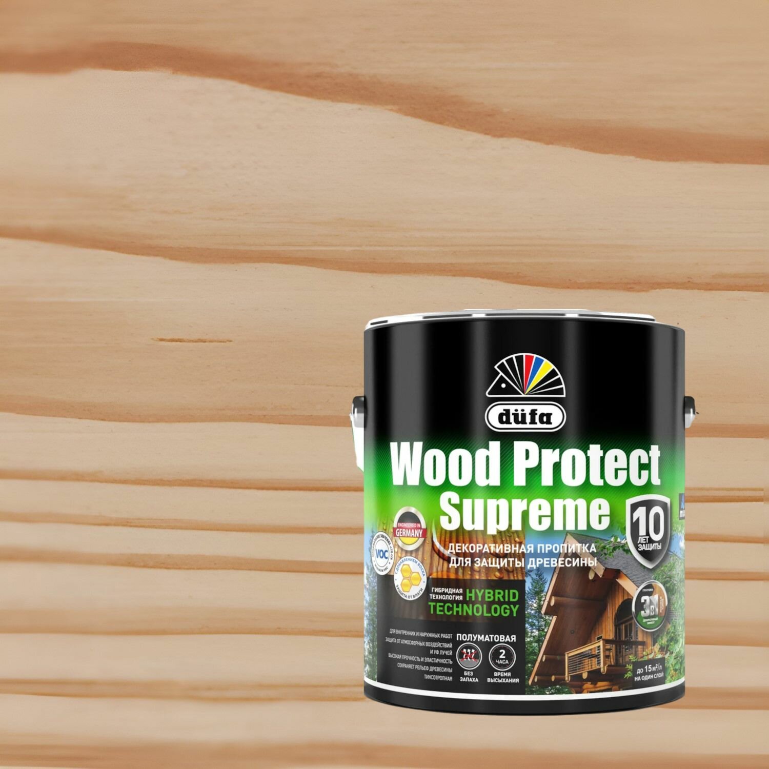 Декоративная высокопрочная пропитка по дереву Dufa Wood Protect Supreme (2,5л) сибирская лиственница