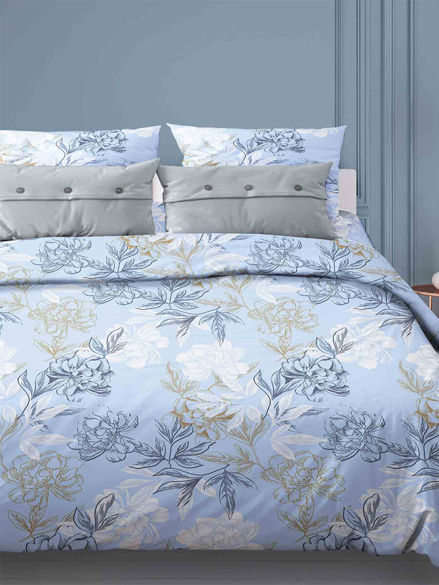 Постельное белье 1.5 спальное бязь "Симфония" голубой