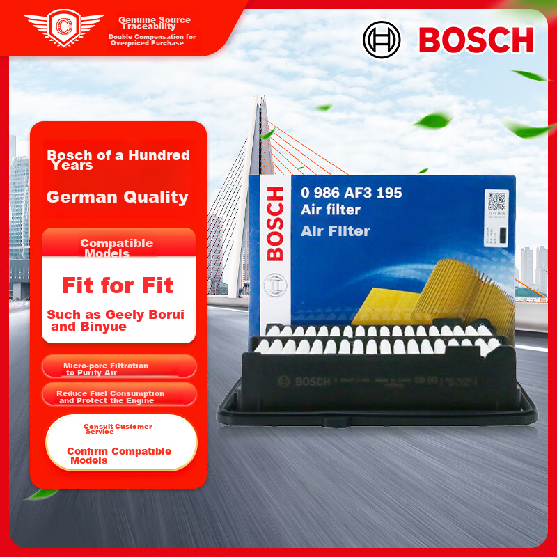 Bosch (BOSCH) Air Filter Element AF3195 Compatible with Honda Fit, Fengfan XR-V, Vios, Crider, City, Ruihu 7 Pro And Others