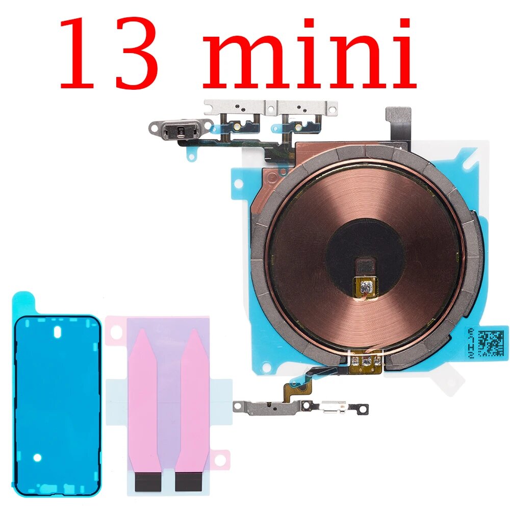 1 комплект катушки NFC с чипом беспроводной зарядки и громкостью для IPhone 12 13 14 Mini Pro Max Plus, наклейка на панель зарядного устройства, гибкий кабель 13 mini