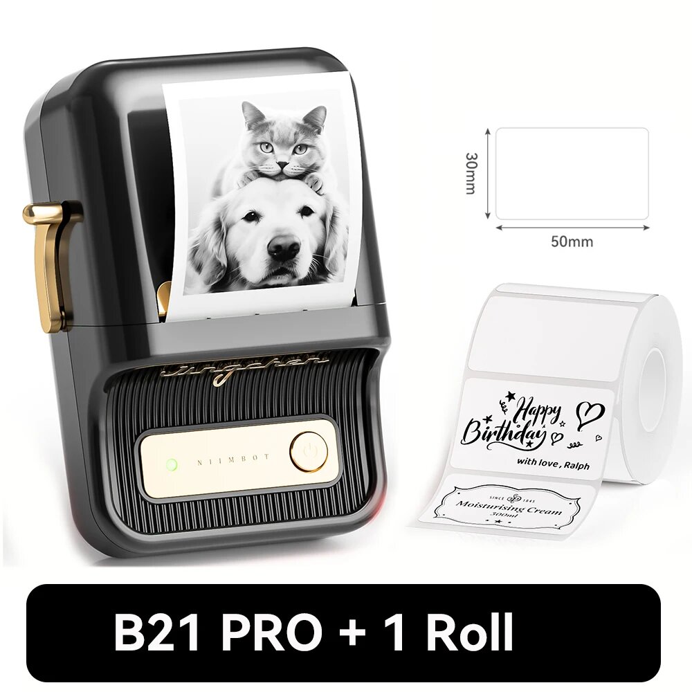 Беспроводной принтер этикеток Niimbot B21 Pro 300dpi 20-50мм Black B21 Pro