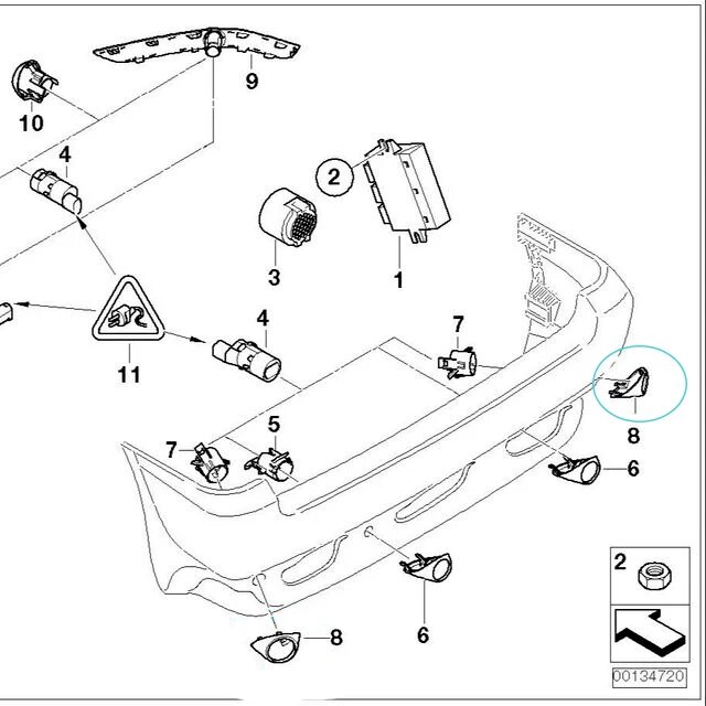 8268369 Для BMW X5 E53 SAV 2000-2006 внутренняя/наружная крышка задняя накладка датчика помощи при парковке 8268370 8268367 51128268370 51128268369