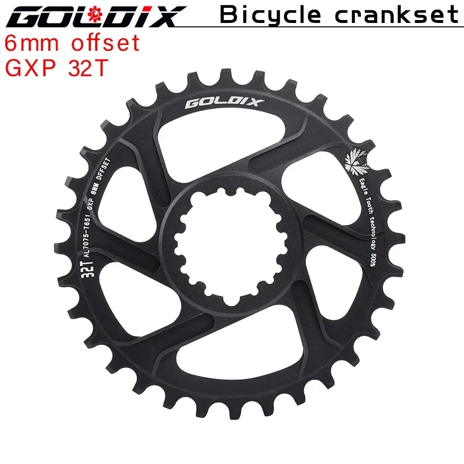 GOLDIX Звездочка для велосипеда MTB 30/32/34/36/38T 0/3/6 град. 6mm offset 32T