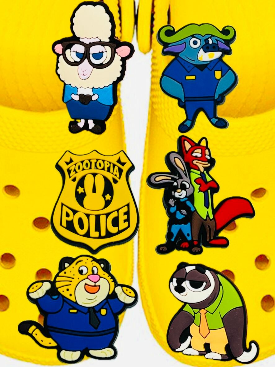 Джибитсы для Crocs набор Зверополис 4 шт украшения для обуви клипсы для сабо