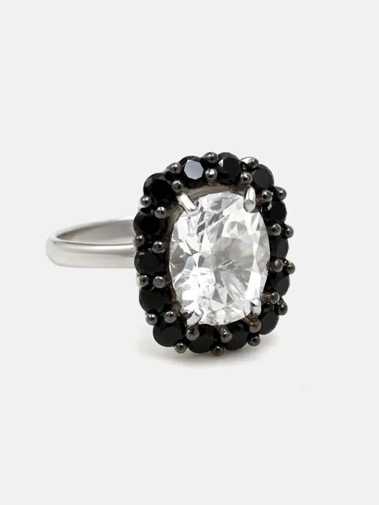 Кольцо, белое золото, 375 проба, родирование, фенакит, шпинель