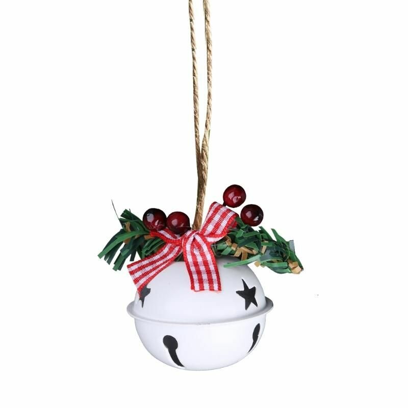 Рождественский большой колокол из кованого железа, украшения, подвесные аксессуары, пеньковая веревка-белый-garden bell