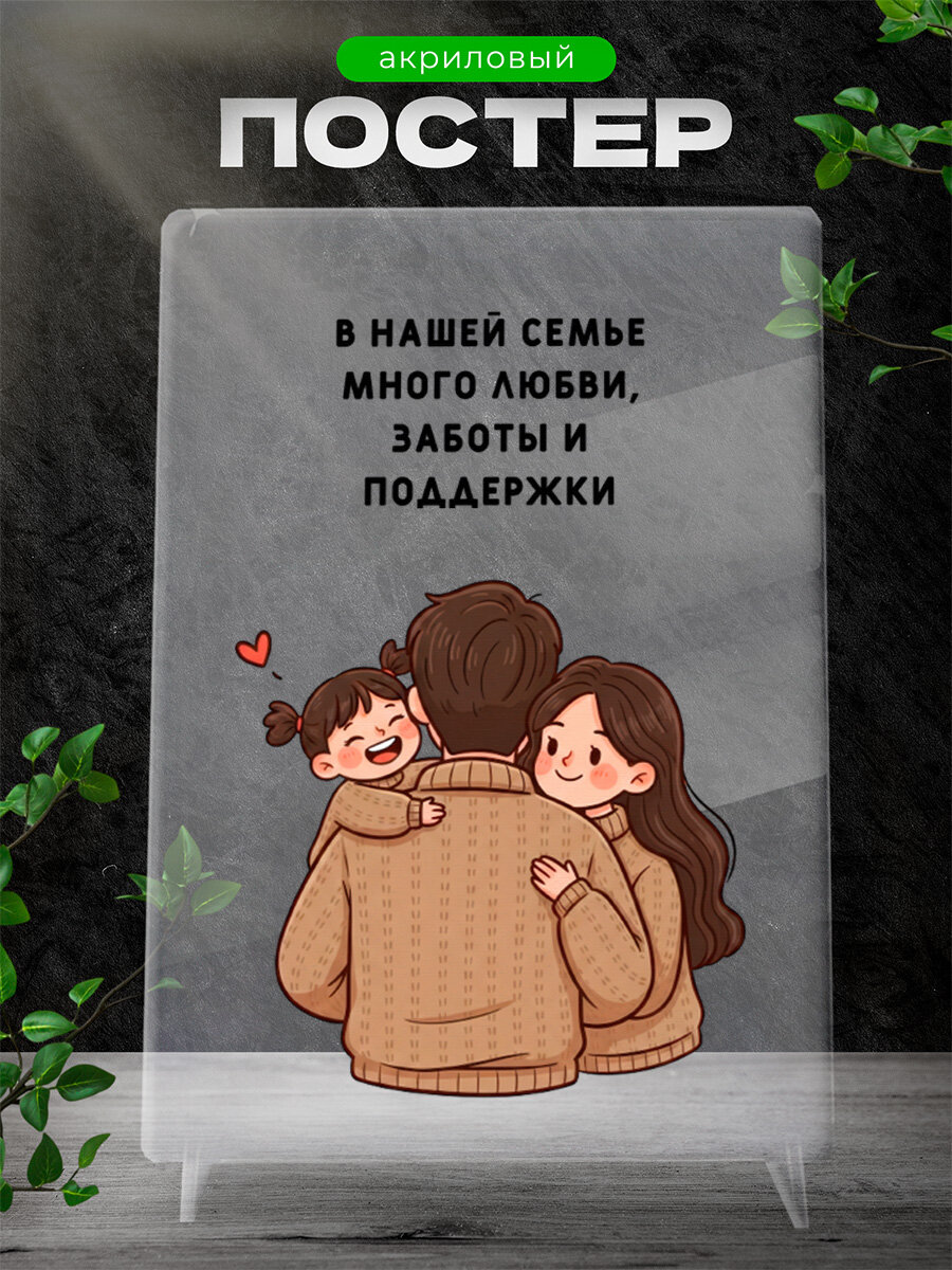 Акриловый постер, открытка на подставке с цветным принтом Карта желаний, семья