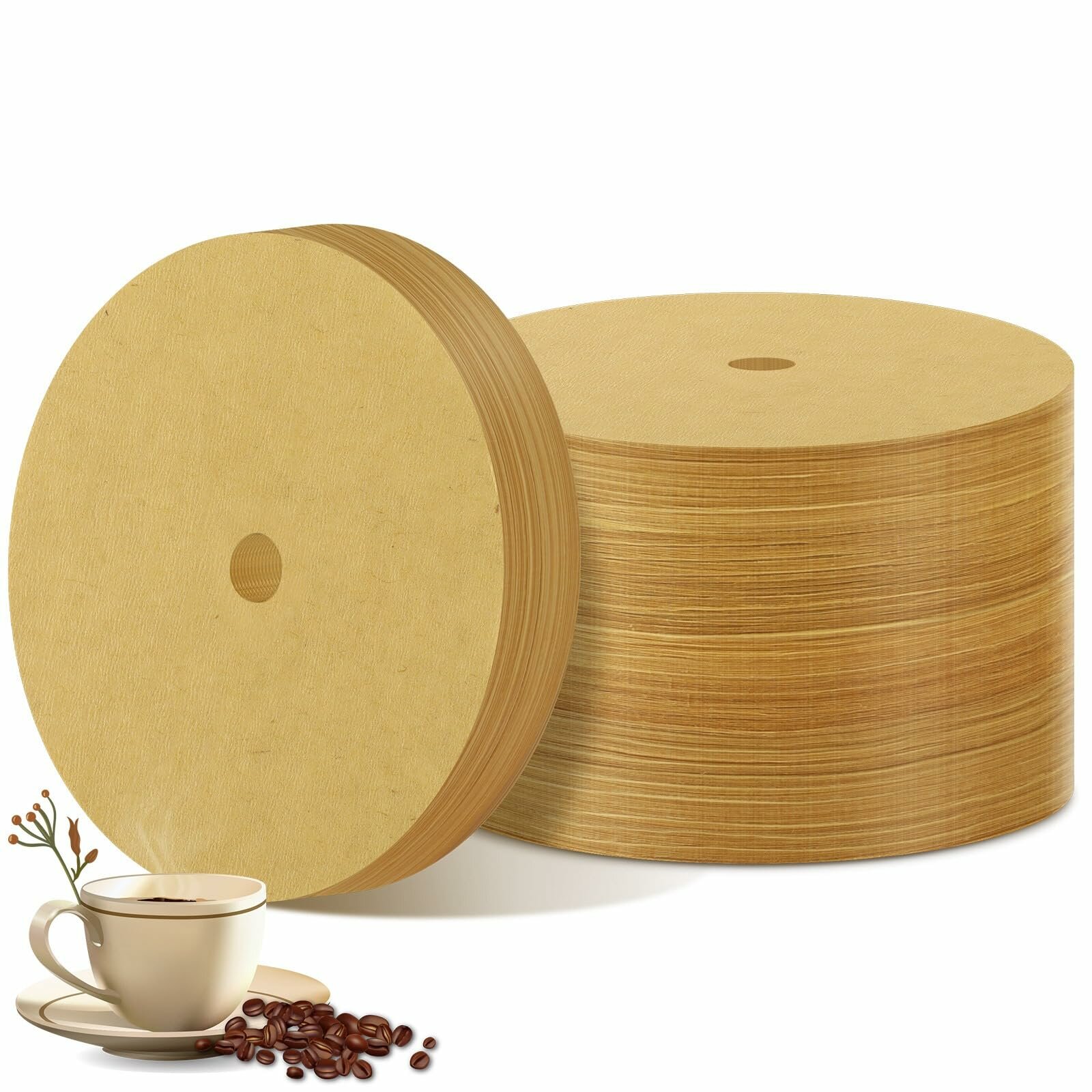 Фильтры для кофеварок перколаторов 400 штук, фильтры для кофеварок перколаторов 3,75 дюйма (9,5*9,5 см) натуральные неотбеленные одноразовые бумажные фильтры для кофе, вес 140 г, размер упаковки 9,5*9,5*8 см, материал бумага, цвет коричневый