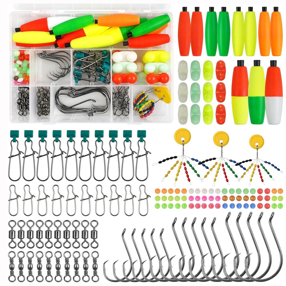 Набор для изготовления оборудования для ловли сома, 131 шт, коробка для снастей для ловли сома с поплавками для ловли сома, аксессуары для ловли сома
