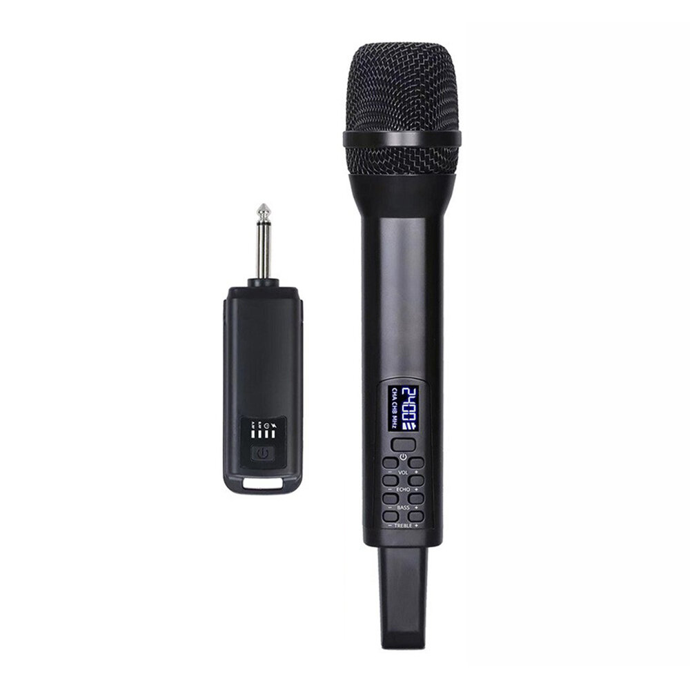 Беспроводная система микрофонов с ручным микрофоном Professional Dynamic Microphones для домашних кинотеатров, караоке, церкви, речи, свадьбы, вечеринки, пения, Plug and Play, заряжаемая беспроводная микрофон, черный цвет, 1 приемник с 1 микрофоном, 1