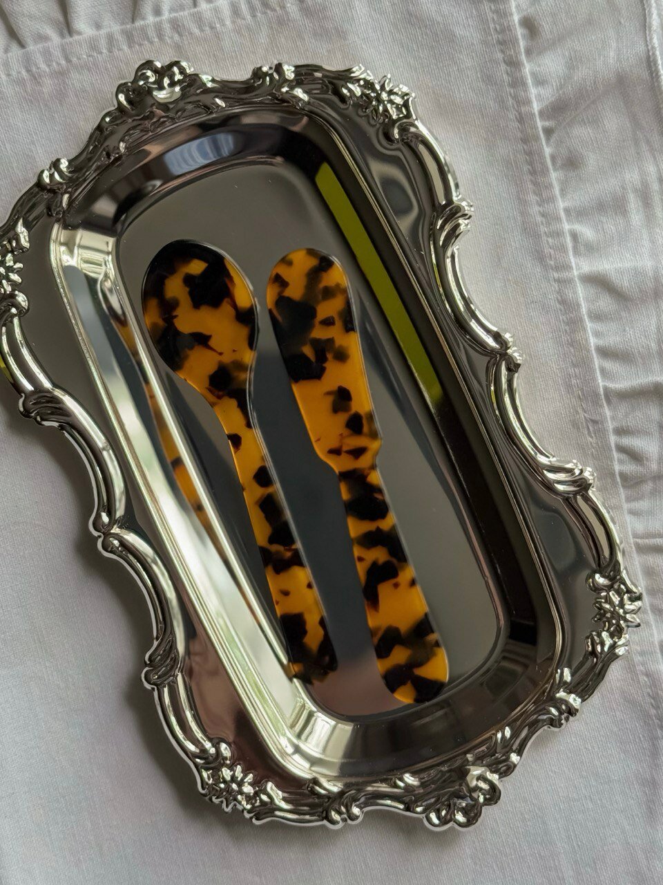 Ложка и нож десертные леопард