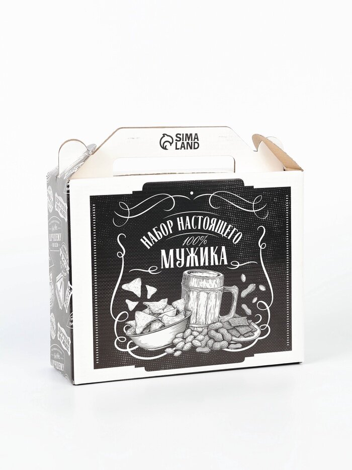 Подарочный набор «Для настоящего мужика»: пивной стакан 350 мл, чипсы, арахис
