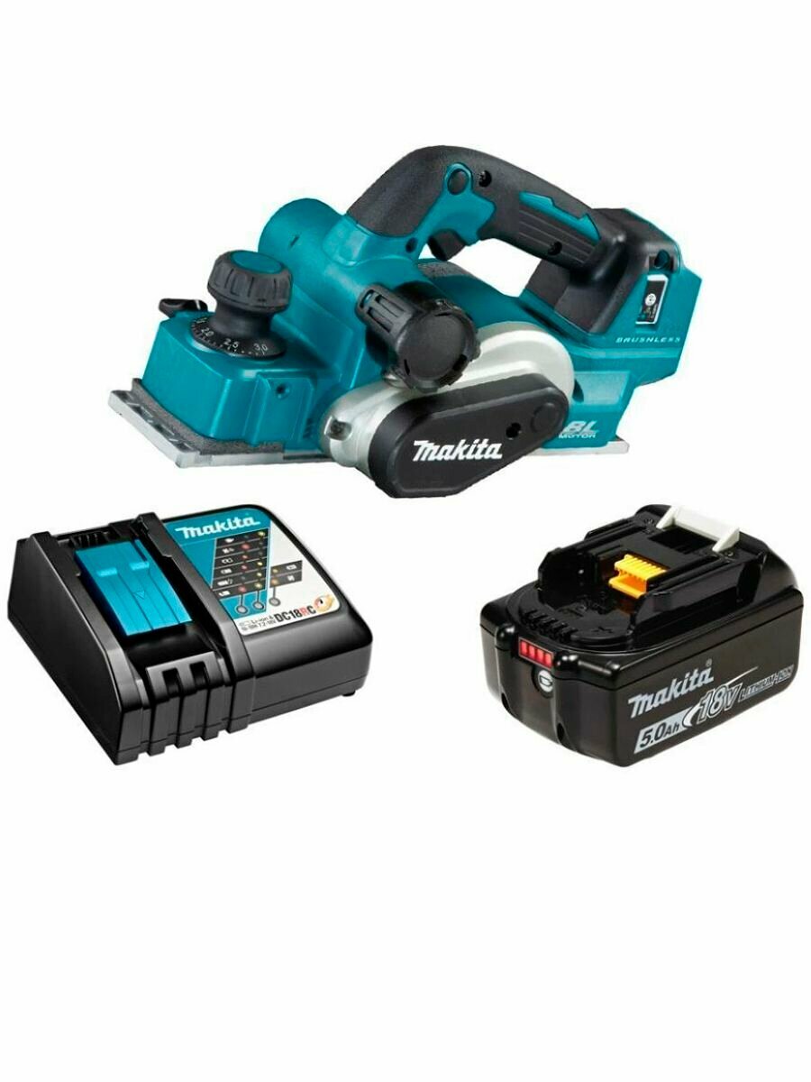 Аккумуляторный рубанок Makita DKP181RT, 18 В, 12000 об/мин, 82 мм, с АКБ 5 Ач и ЗУ