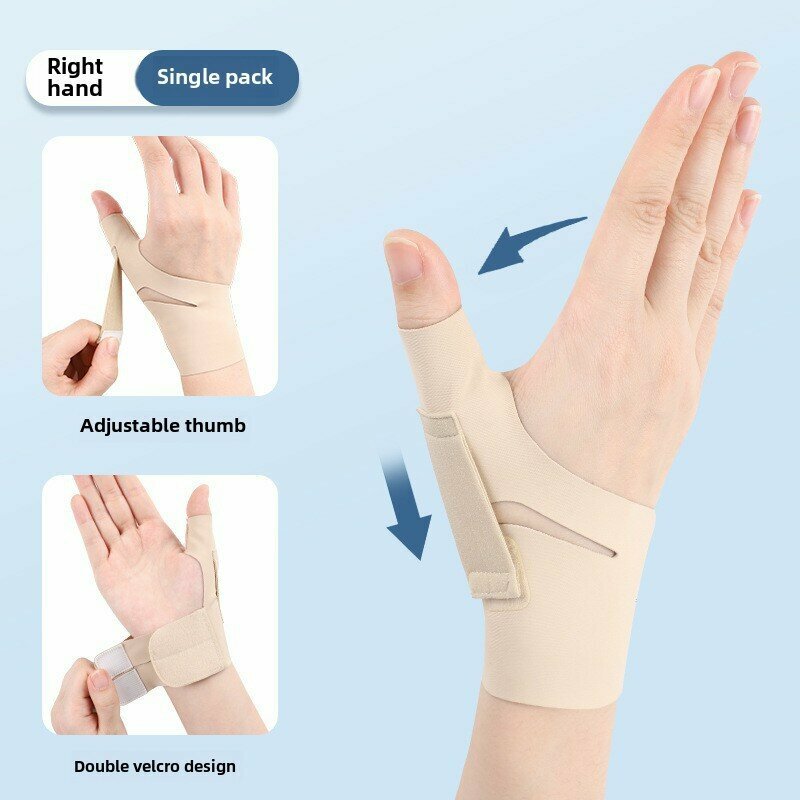 Защитник запястья и большого пальца для реабилитации после растяжения, корректор для мышиного пальца, спортивный фиксатор сухожилия запястья (Кожевый цвет, правая рука, размер S)