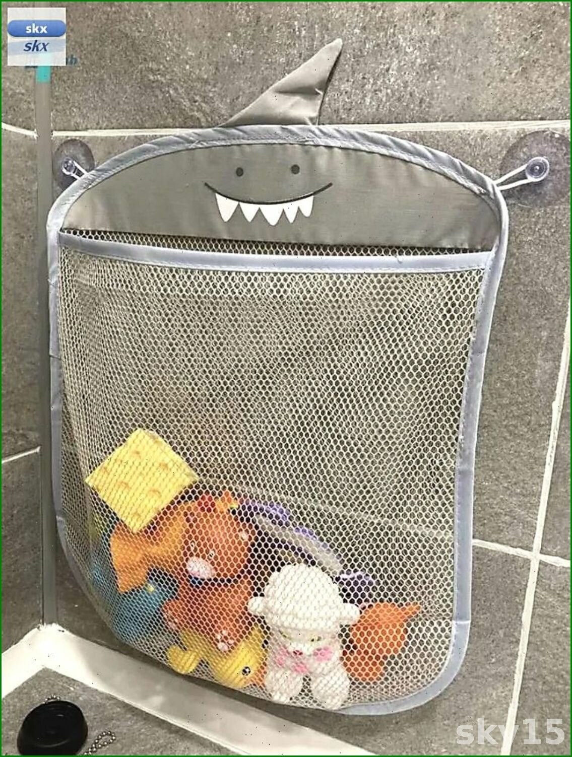 Сетка для хранения игрушек в ванной на присосках (серый)