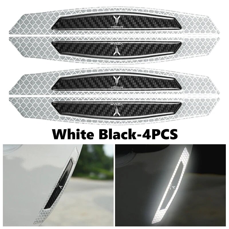 4 шт. светоотражающая наклейка на дверь автомобиля, предупреждающие наклейки, LVT-03W-white-4PCS