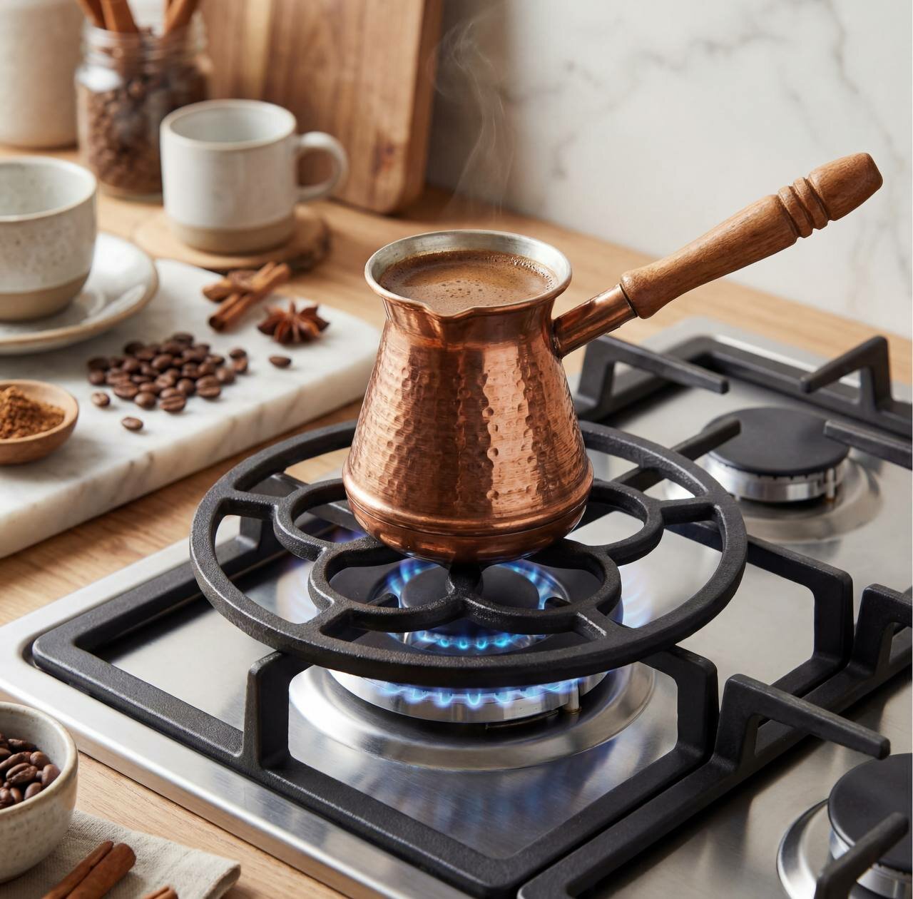 Подставка, DAENERO, для мелкой посуды, на решетку газовой плиты для турок, чайников, кофеварок, ковшей и т. д. насадка для газовой плиты рассекатель