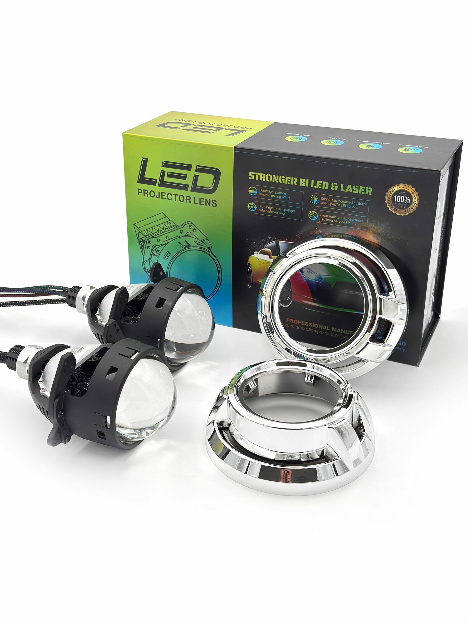 Светодиодные билед модули GQ L8D с масками на Lada Priora / Линзы для фар Лада Приора