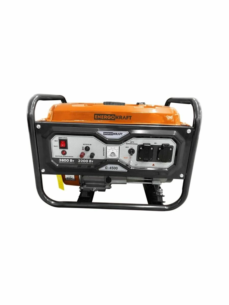 Генератор бензиновый с электростартером ENERGOKRAFT G-4500, Мощность 3800Вт, Синхронный, 4х тактный, 3000 об/мин