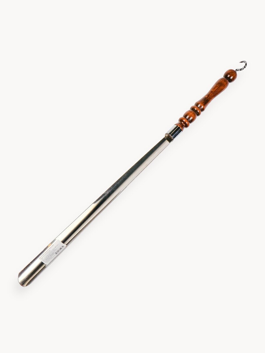 Ложка для обуви металл, 70 см, с деревянной лакированной ручкая, 2К-302