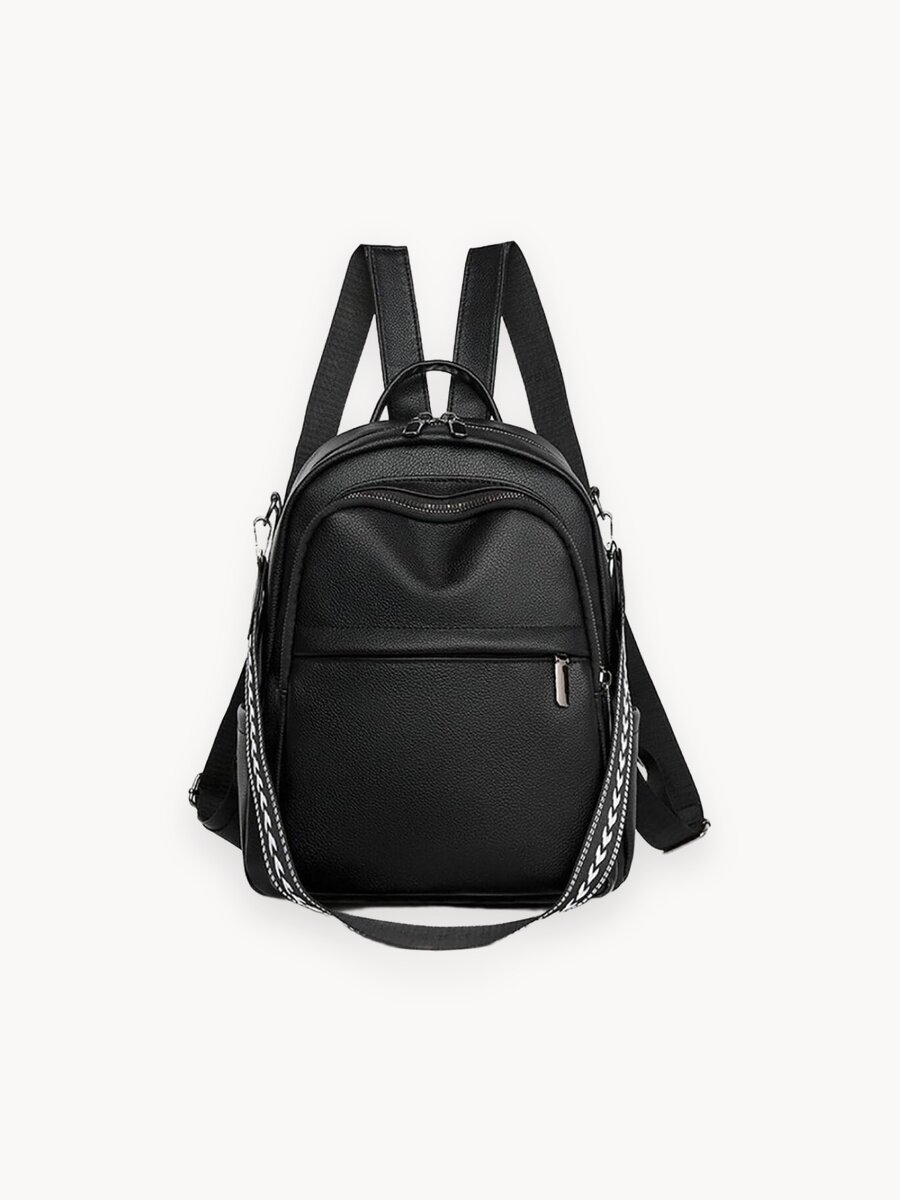 Рюкзак женский городской OLLema, сумка рюкзак женский повседневный, черный, кожаный, 32x25x12 см, до 10 литров