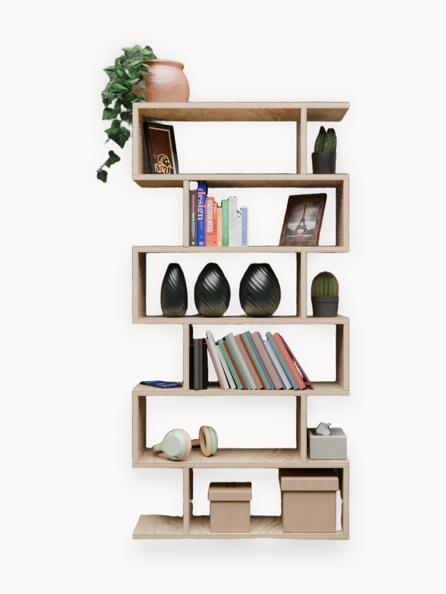 Стеллаж деревянный 6 полок, ЛДСП, 168х70х25 см, цвета дуб сонома