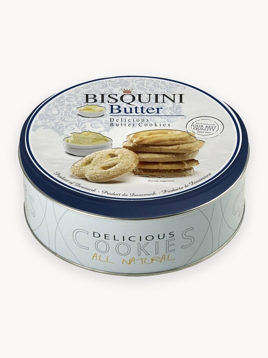 Печенье ассорти Bisquini Сливочное 26% в жестяной банке 150г