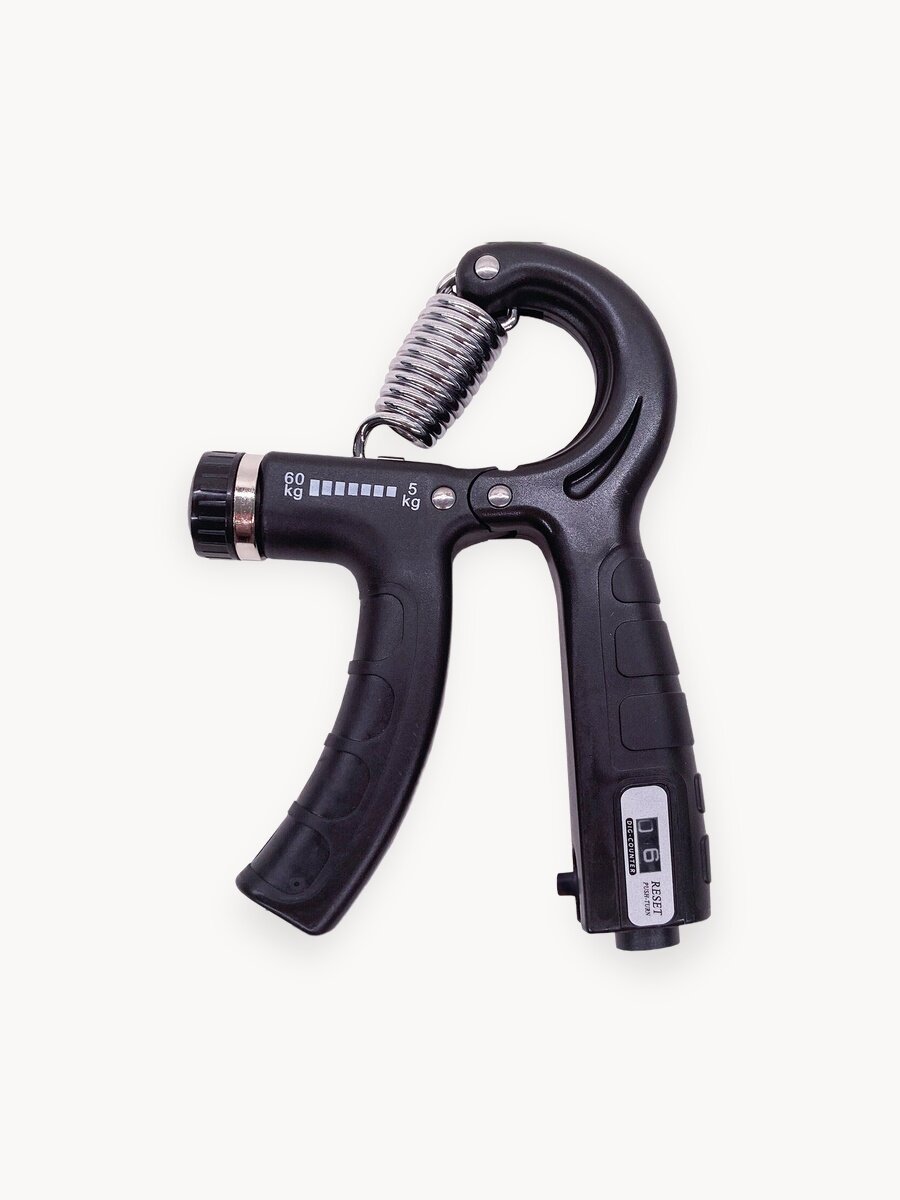 Эспандер кистевой с регулировкой нагрузки Boomshakalaka , со счетчиком, нагрузка 5-60 кг, цвет черный
