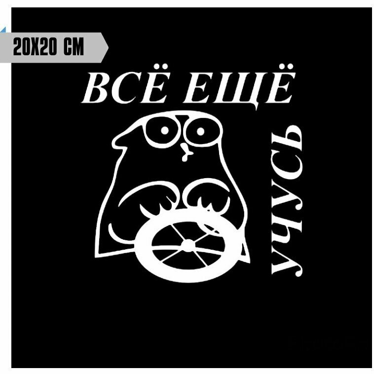 Наклейка на авто ВСЁ ЕЩЁ учусь / виниловая наклейка без фона / стикер на стекло авто