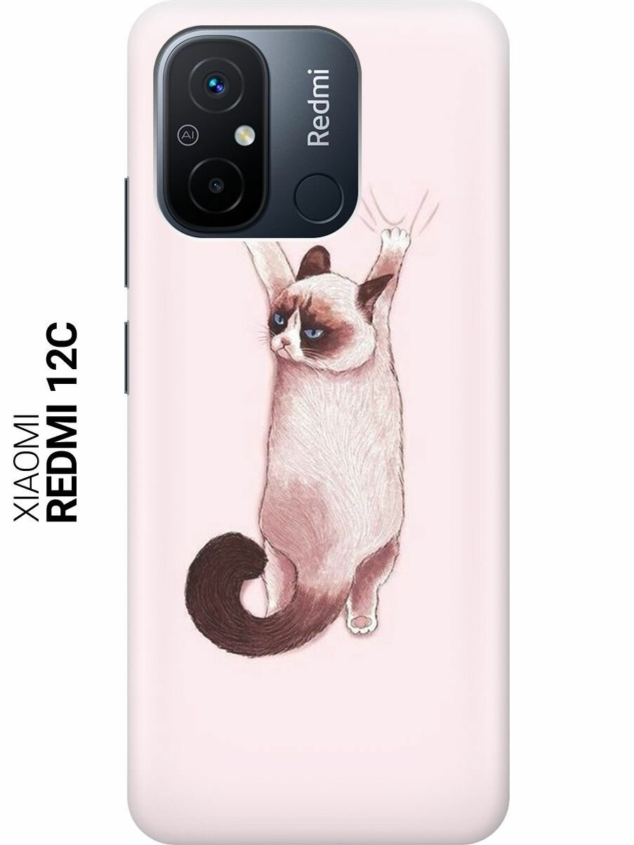 Силиконовый чехол на Xiaomi Redmi 12C, Сяоми Редми 12С с принтом "Недовольный кот"