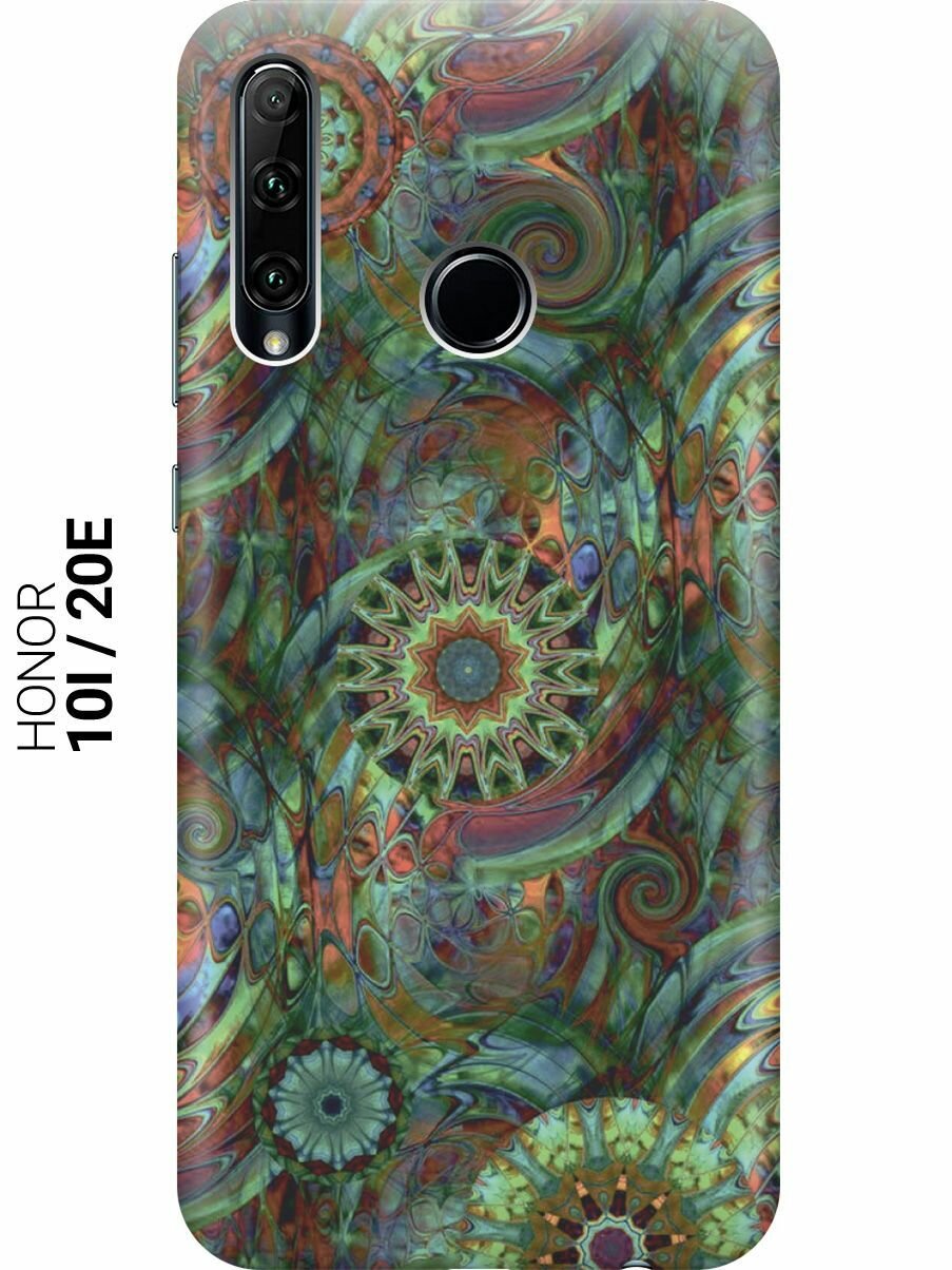 Силиконовый чехол на Honor 10i, 20e, Хонор 10 ай, 20е с принтом "Зеленый колейдоскоп"