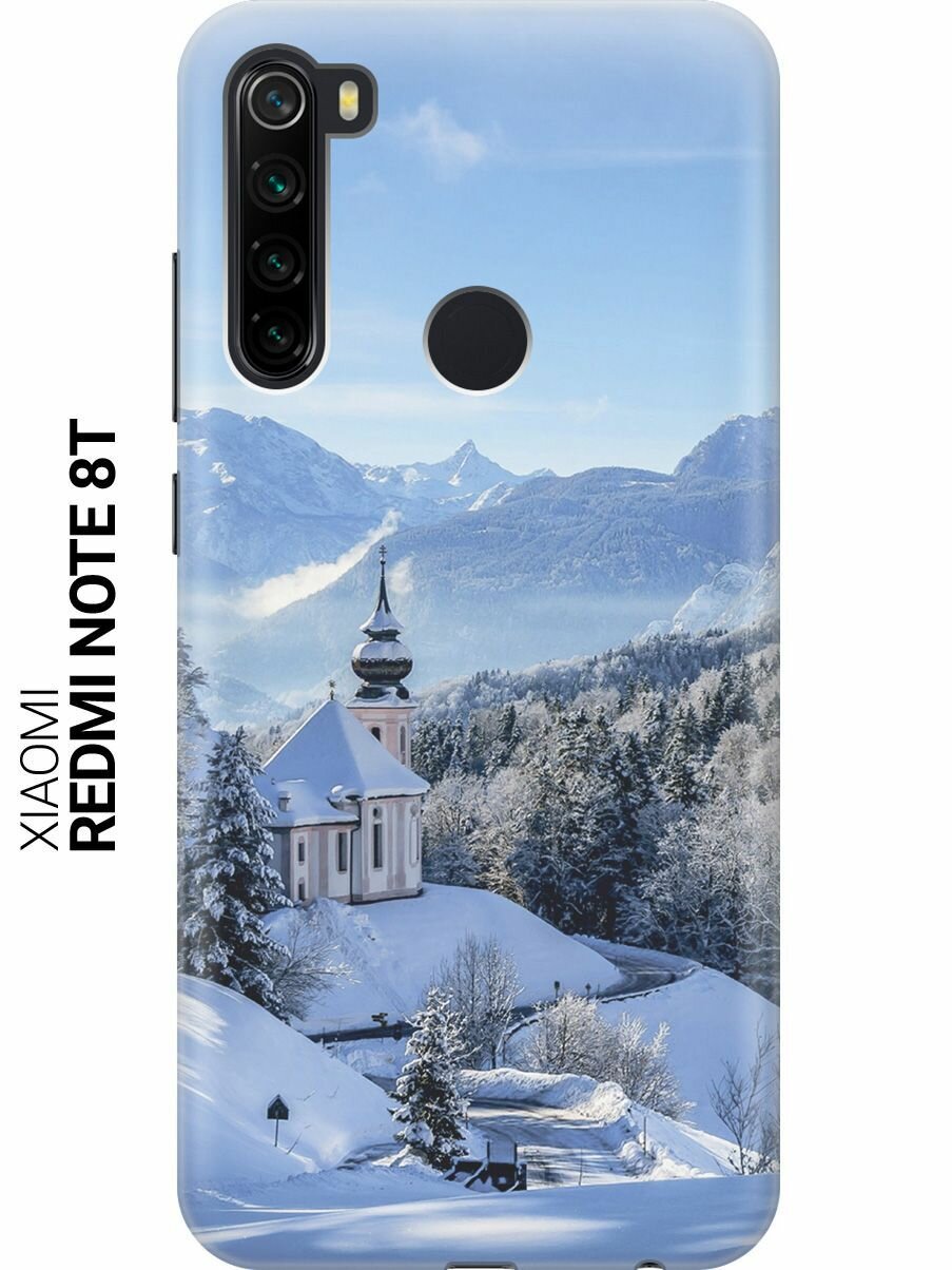 Силиконовый чехол на Xiaomi Redmi Note 8T, Сяоми Редми Ноут 8Т с принтом "Заснеженные горы"