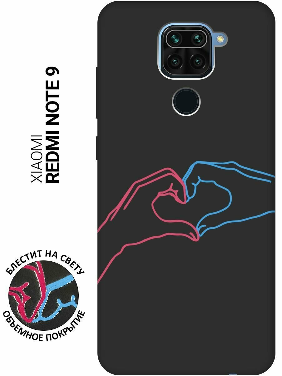 Матовый Soft Touch силиконовый чехол на Xiaomi Redmi Note 9, Сяоми Редми Ноут 9 с 3D принтом "Fall in Love" черный