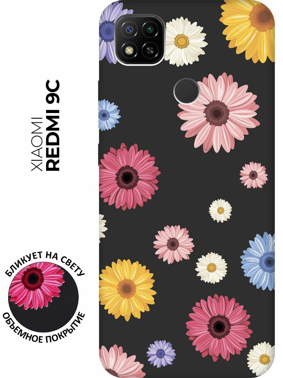Матовый чехол Gerberas для Xiaomi Redmi 9C / Сяоми Редми 9С с 3D эффектом черный