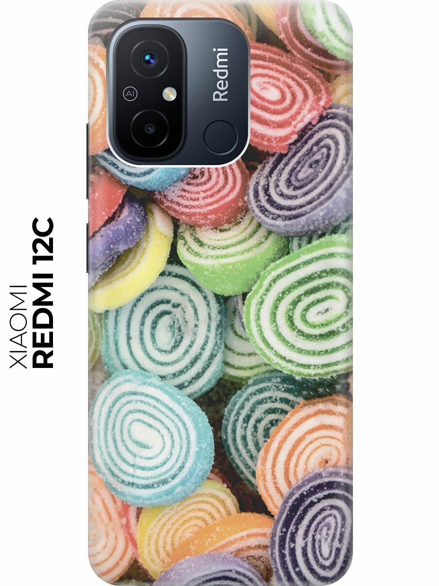 Силиконовый чехол Разноцветные сладости на Xiaomi Redmi 12C / Сяоми Редми 12С