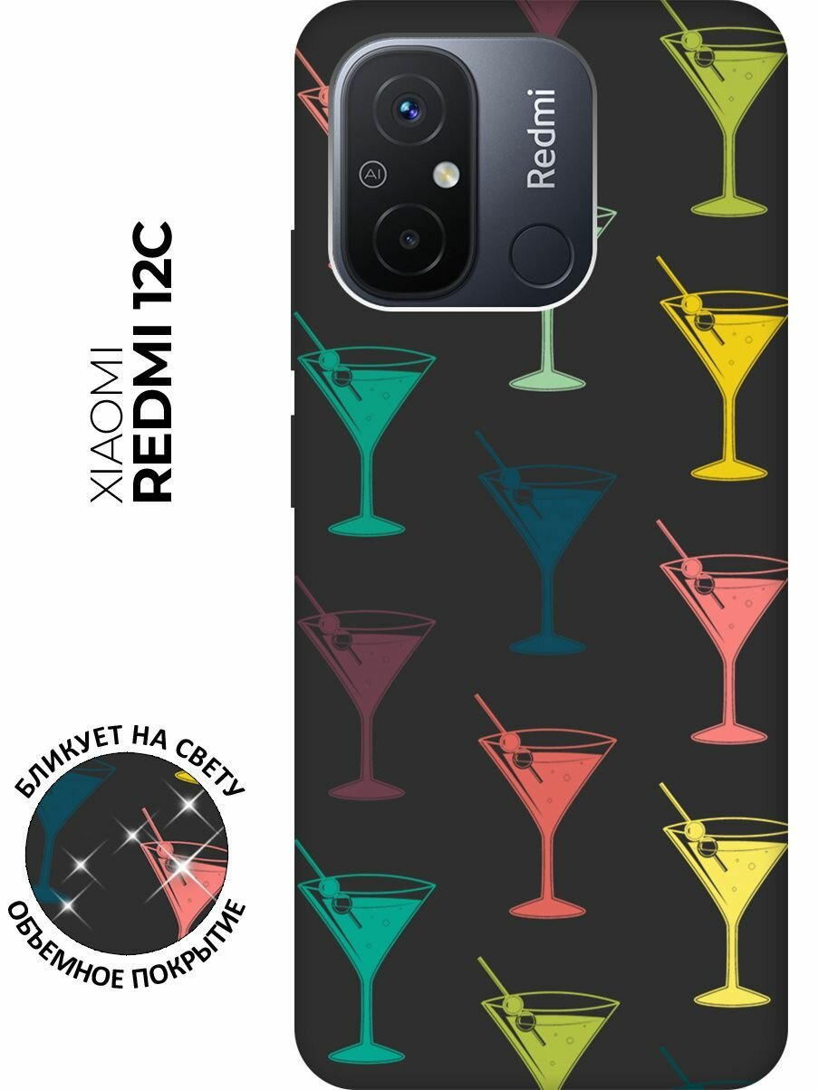 Матовый чехол Vermouth для Xiaomi Redmi 12C / Сяоми Редми 12С с 3D эффектом черный