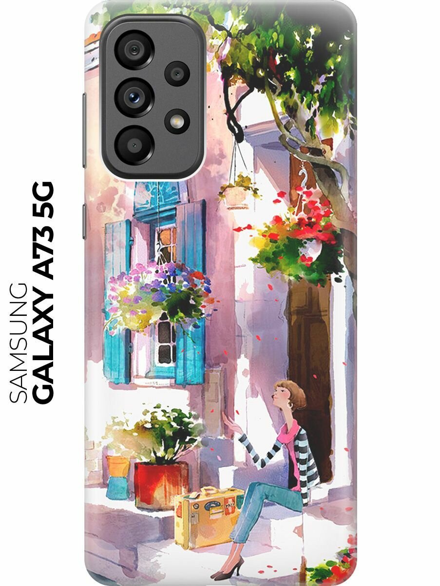 Силиконовый чехол Девочка на цветущей улочке на Samsung Galaxy A73 5G / Самсунг А73 5Г