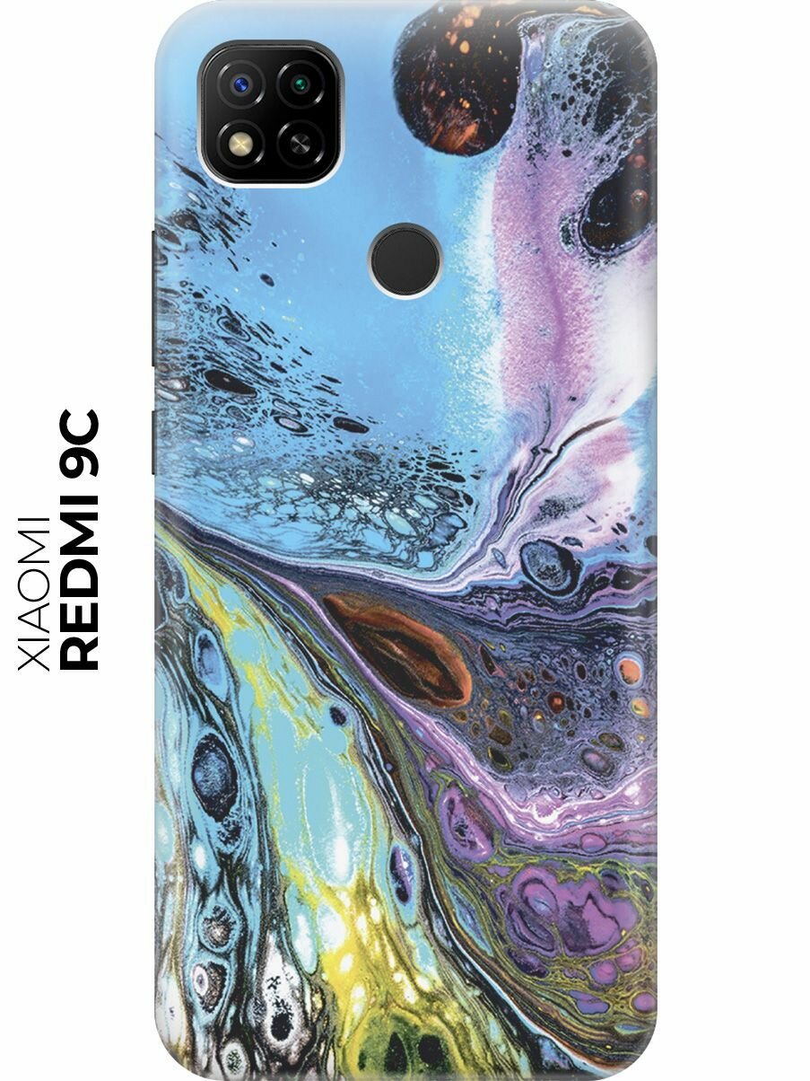 Силиконовый чехол Бирюзовая абстракция на Xiaomi Redmi 9C / Сяоми Редми 9С