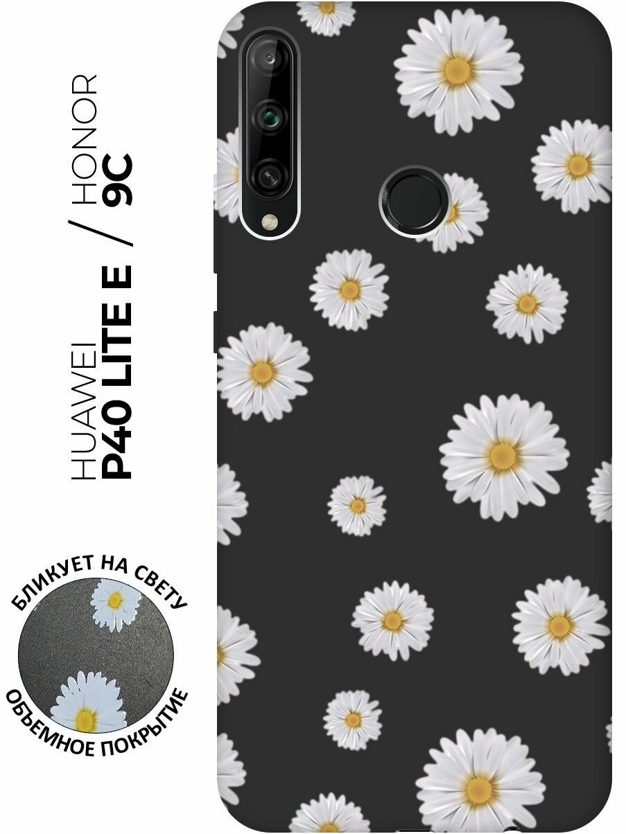 Матовый чехол Camomiles для Honor 9C / Huawei P40 Lite E / Хуавей П40 Лайт Е / Хонор 9С с 3D эффектом черный