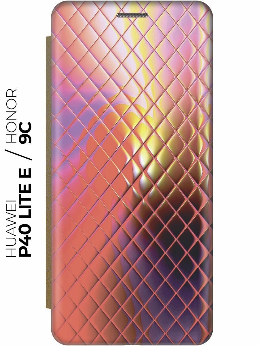 Чехол-книжка Розовая рептилия на Honor 9C / Huawei P40 Lite E / Хуавей П40 Лайт Е / Хонор 9С золотой