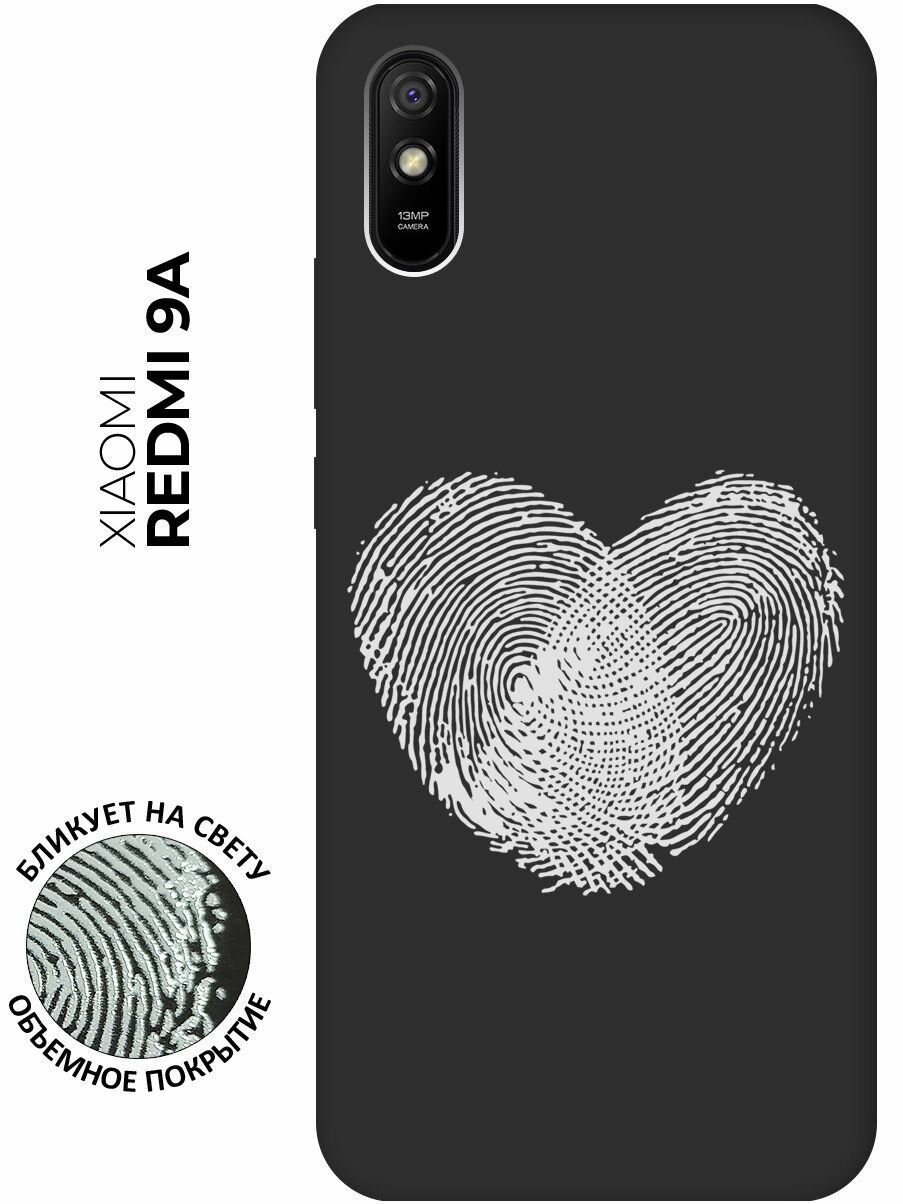 Матовый чехол Lovely Fingerprints W для Xiaomi Redmi 9A / Сяоми Редми 9А с 3D эффектом черный
