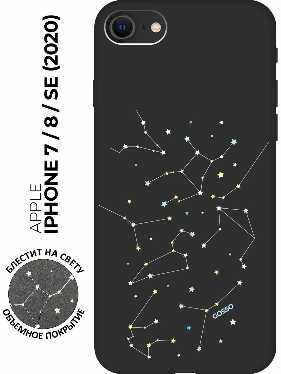 Силиконовый чехол на Apple iPhone SE (2022) / SE (2020) / 8 / 7 / Эпл Айфон СЕ 2022 / СЕ 2020 / 8 / 7 с рисунком "Constellations" Soft Touch черный