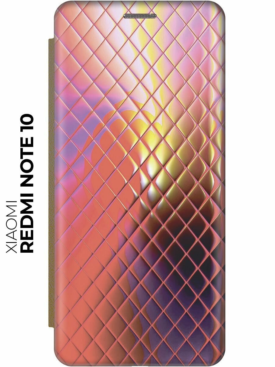 Чехол-книжка Розовая рептилия на Xiaomi Redmi Note 10 / Note 10S / Poco M5s / Сяоми Редми Ноут 10 / Ноут 10С / Поко М5с золотой