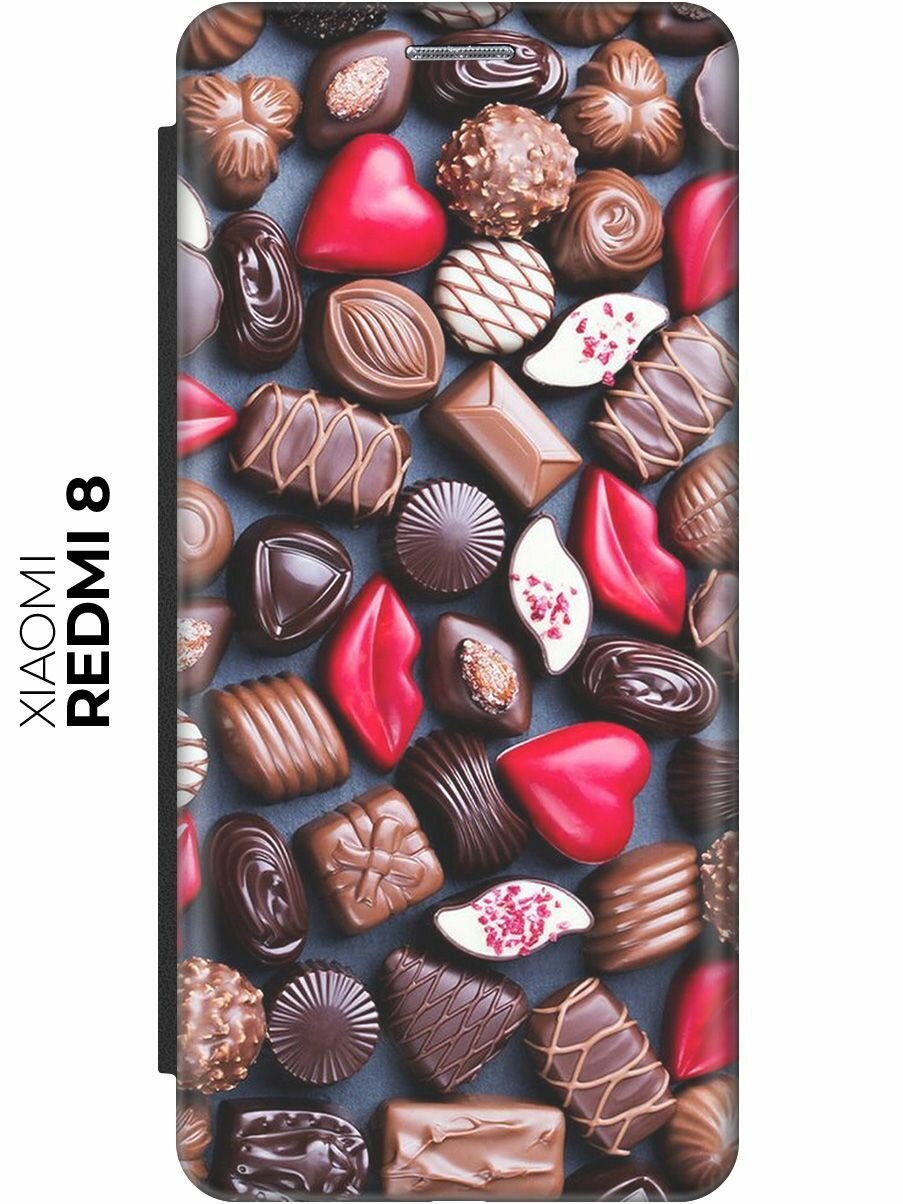 Чехол-книжка Набор шоколада на Xiaomi Redmi 8 / Сяоми Редми 8 черный