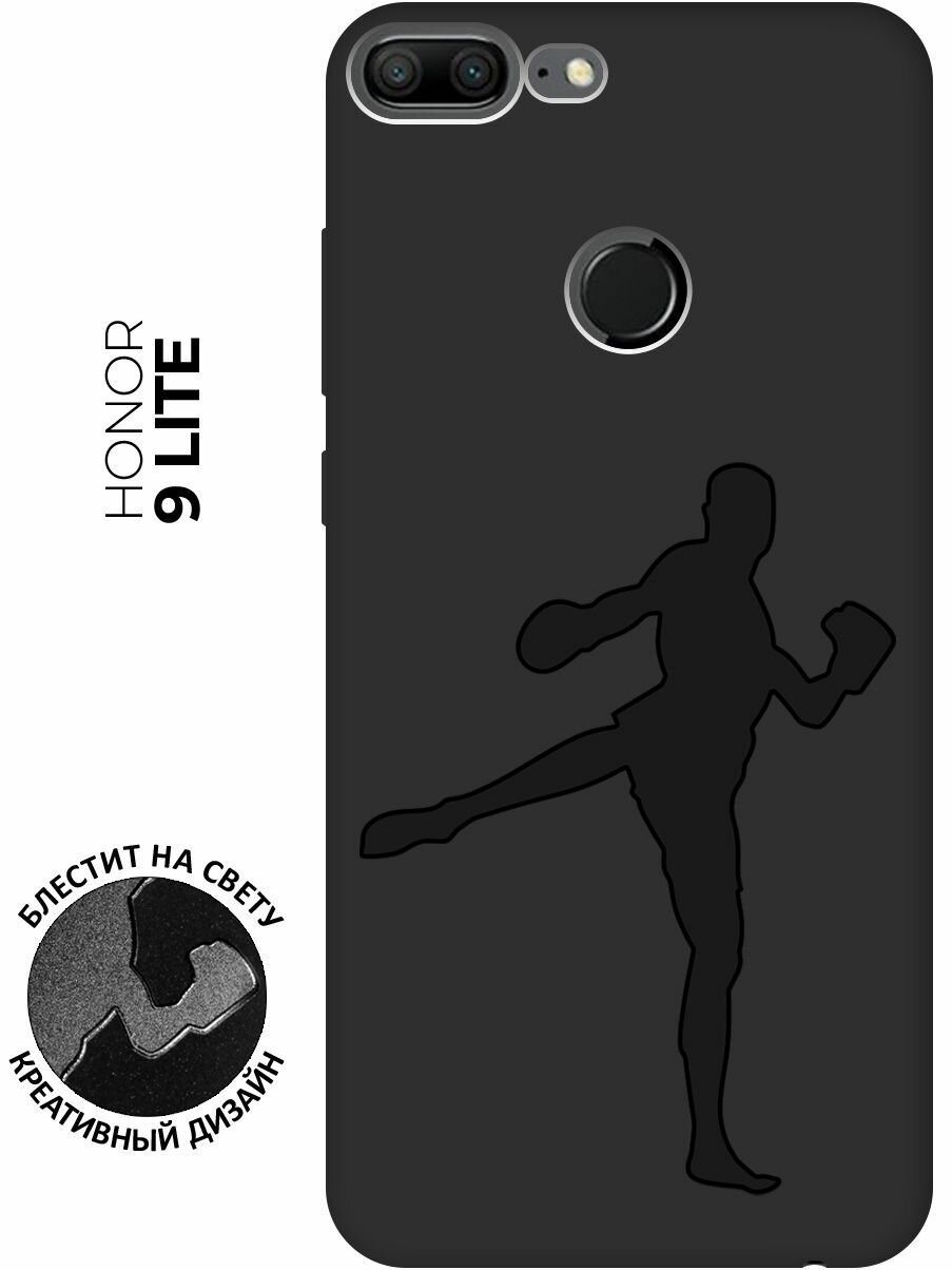 Матовый чехол Kickboxing для Honor 9 Lite / Хонор 9 Лайт с эффектом блика черный