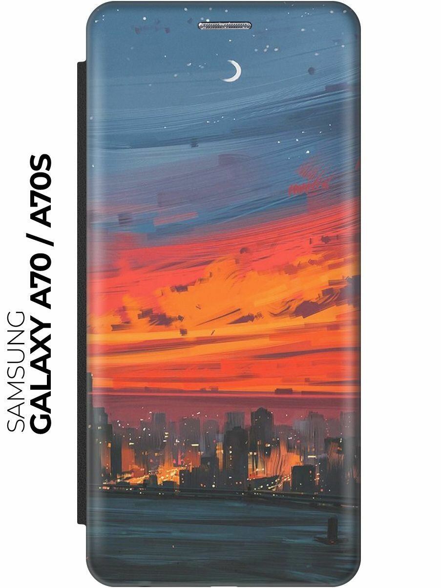 Чехол-книжка Ночь и мегаполис на Samsung Galaxy A70 / A70s / Самсунг А70 / А70с черный