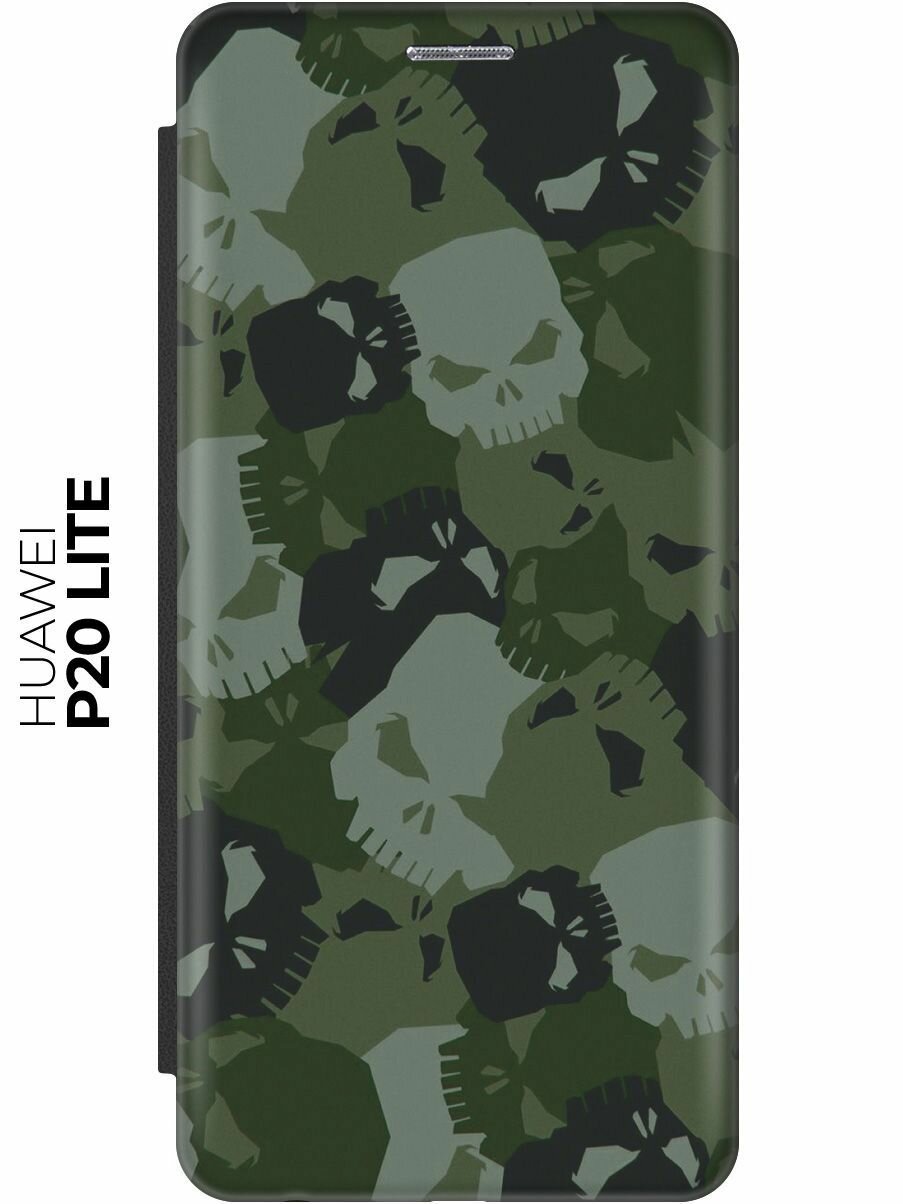Чехол-книжка Камуфляжные черепа на Huawei P20 Lite / Nova 3e / Хуавей П20 Лайт / Нова 3Е черный