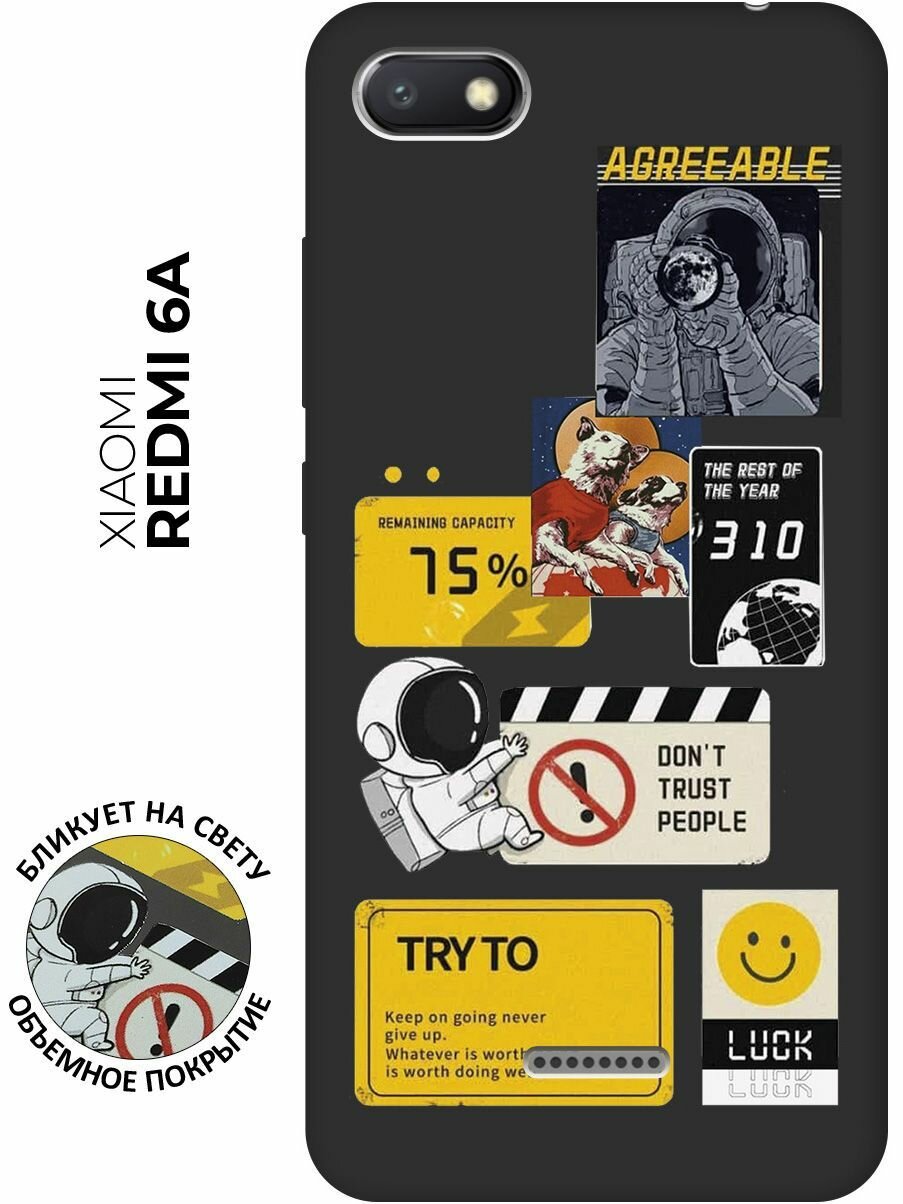 Матовый чехол Space Stickers для Xiaomi Redmi 6A / Сяоми Редми 6А с 3D эффектом черный