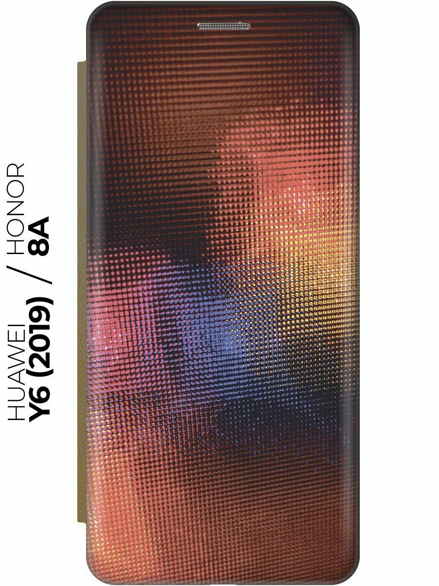 Чехол-книжка Размытые фонари на Honor 8A / 8A Pro / Huawei Y6 (2019) / Y6 Prime (2019) / Хонор 8а / 8а Про / Хуавей У6 2019 / У6 Прайм 2019 золотой